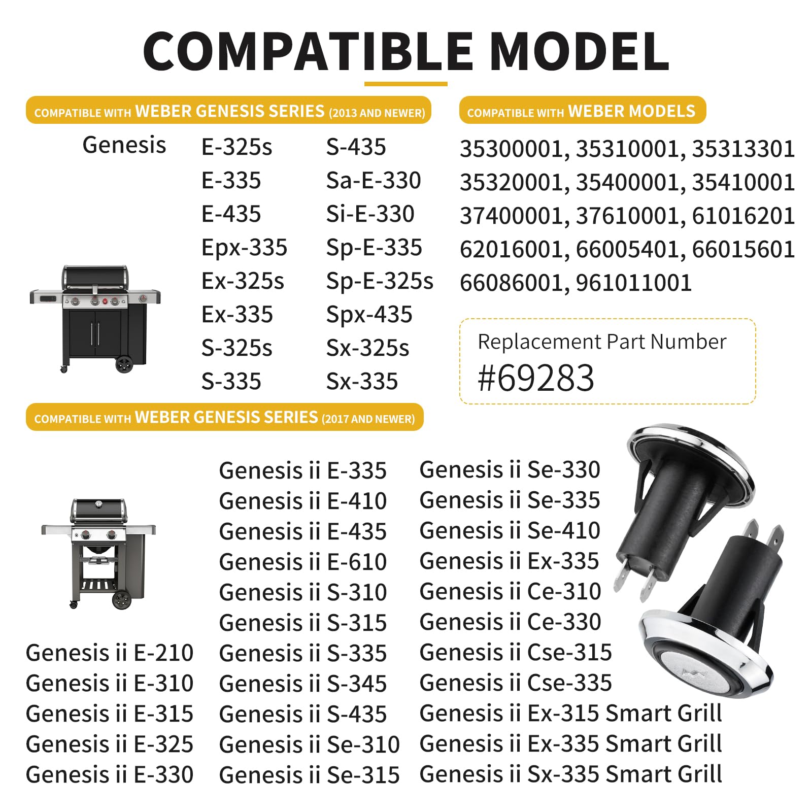 Snapklik.com : GS4 Igniter For Weber, 2 Pack GS4 Grill Igniter Switch ...