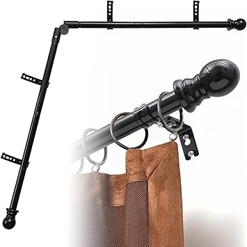 Amazon.com: Corner Curtain Rod for Windows - L Shaped 30 to 136 Inches ...