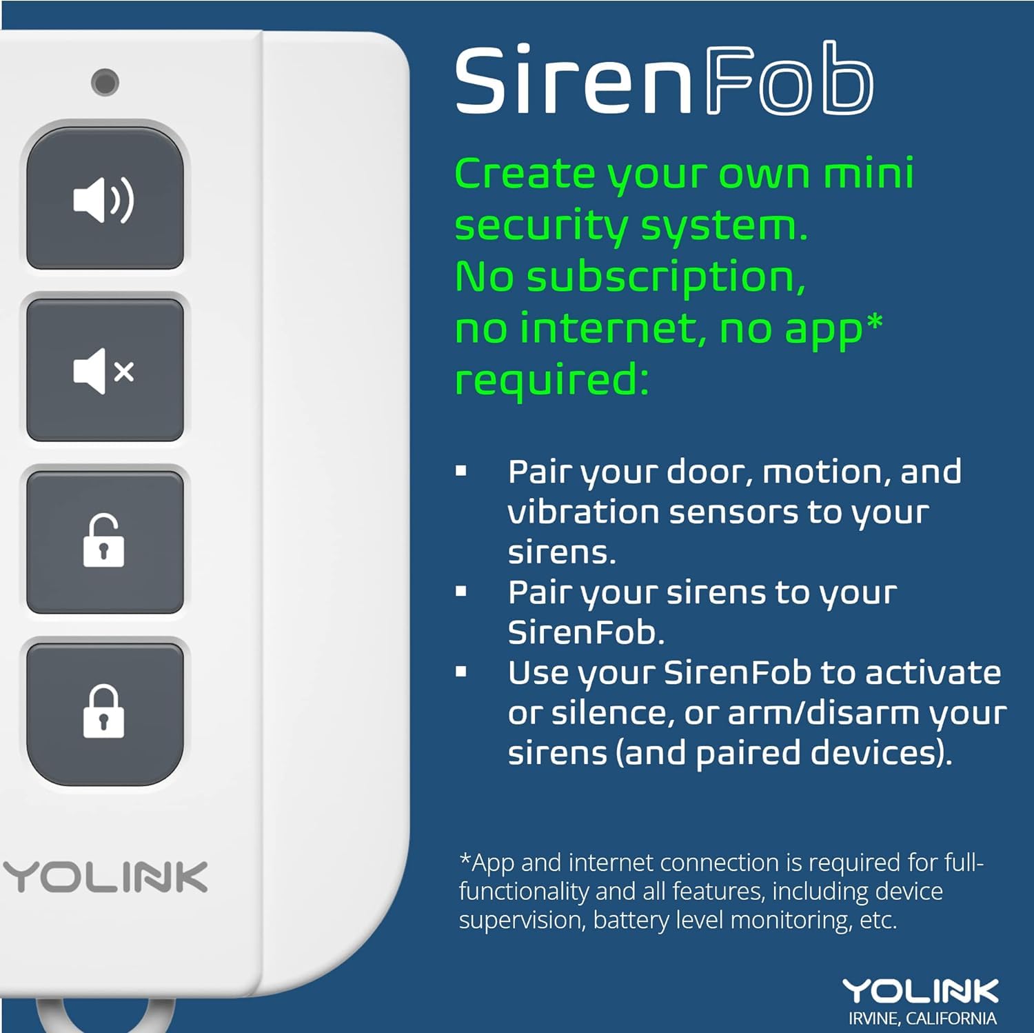 Snapklik.com : YoLink SirenFob, 1/4 Mile Open-Air Range Siren ...