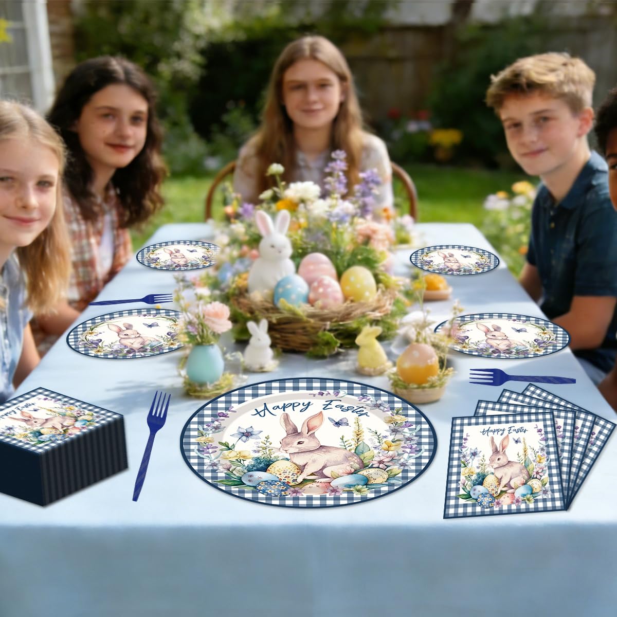 96Pcs Easter Party Decorations Tableware Set Happy Easter Paper Plates ...