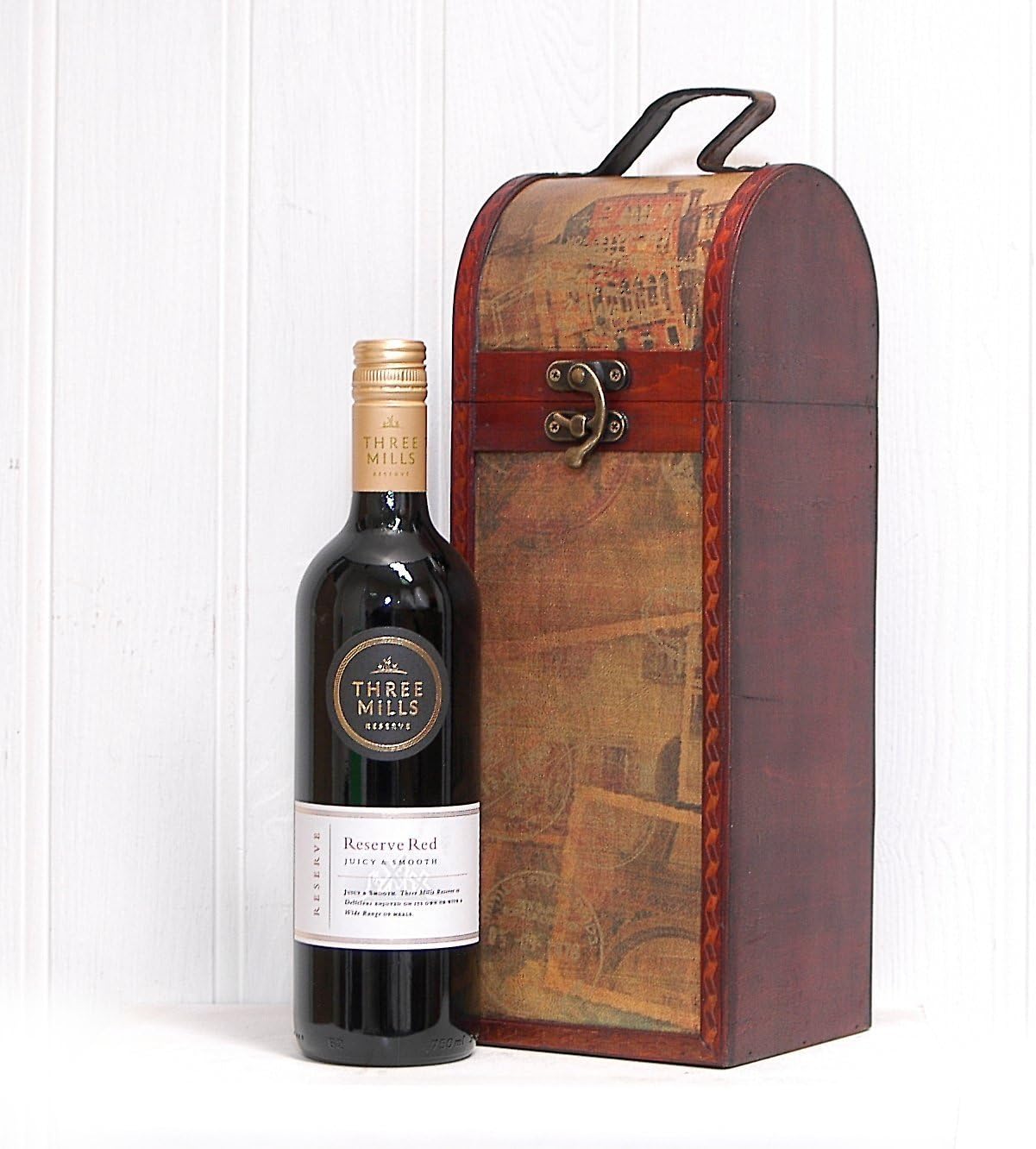 750Ml Three Mills Reserve Red British Wine In Wooden Vintage Style Wine ...