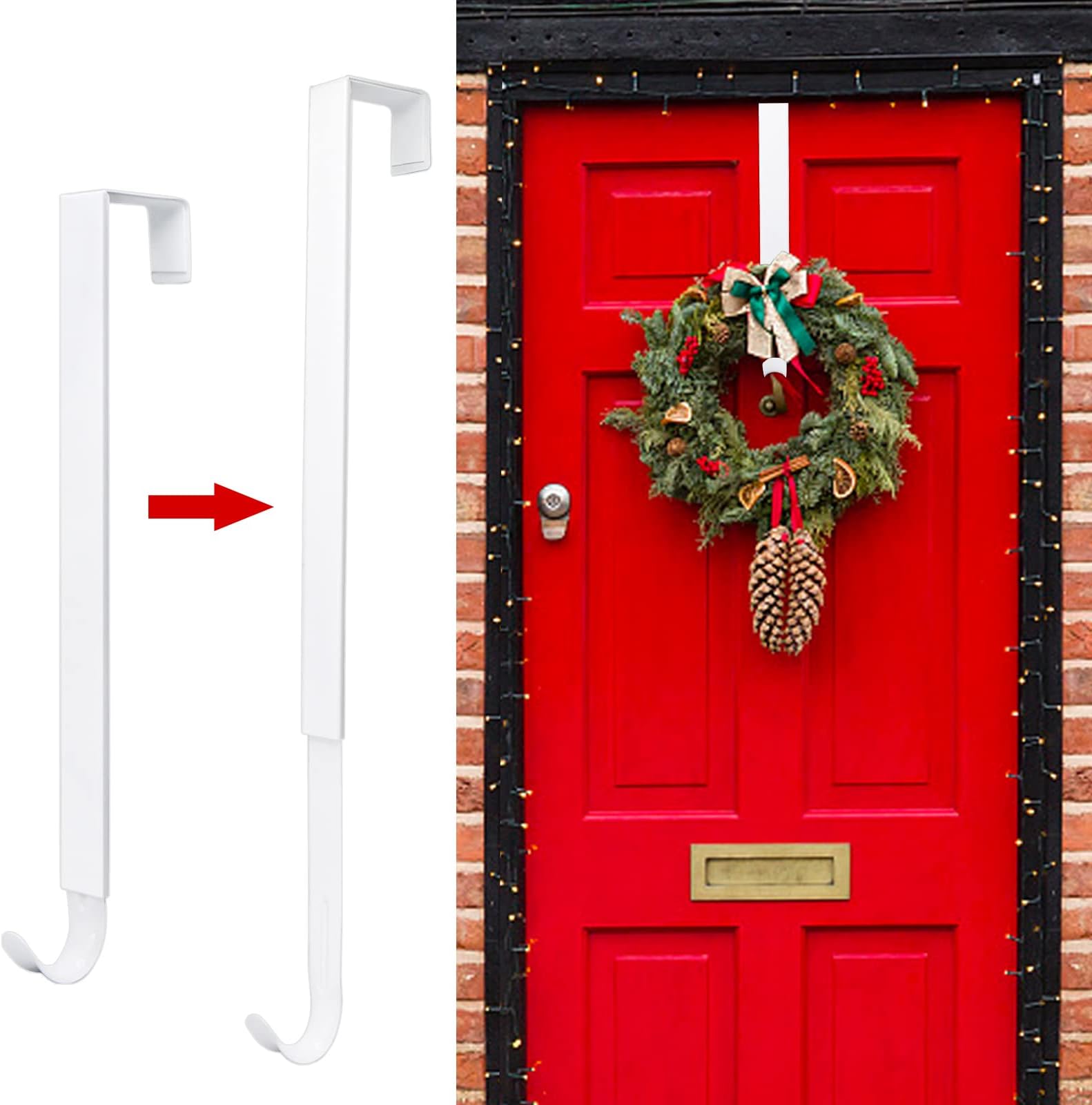 Amazon.com: LucyPhy 2 Pack White Wreath Hanger Adjustable Length from ...