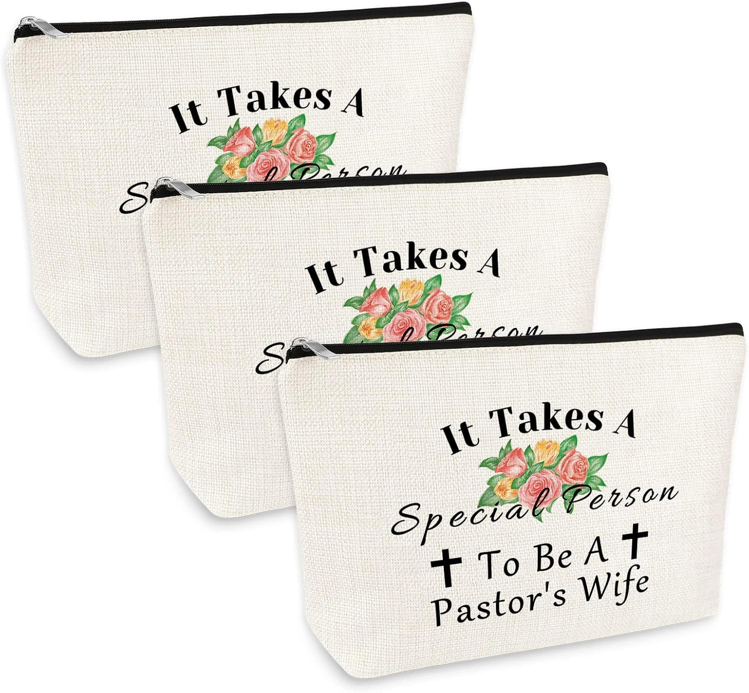 Amazon.com: 3 Pcs Pastor’s Wife Gift Makeup Bag Pastor's Wife ...