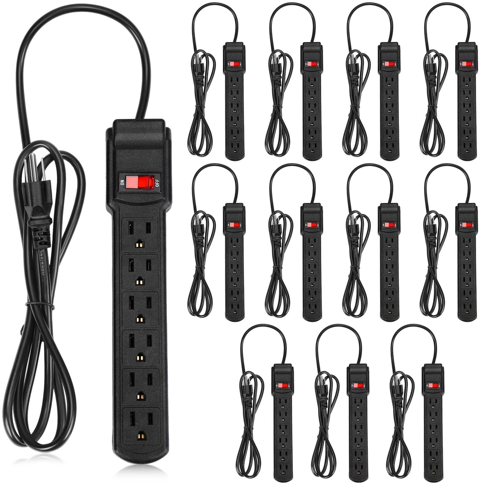 Snapklik.com : Kanayu 12 Pcs 6 Outlet Power Strip Surge Protector 6ft ...