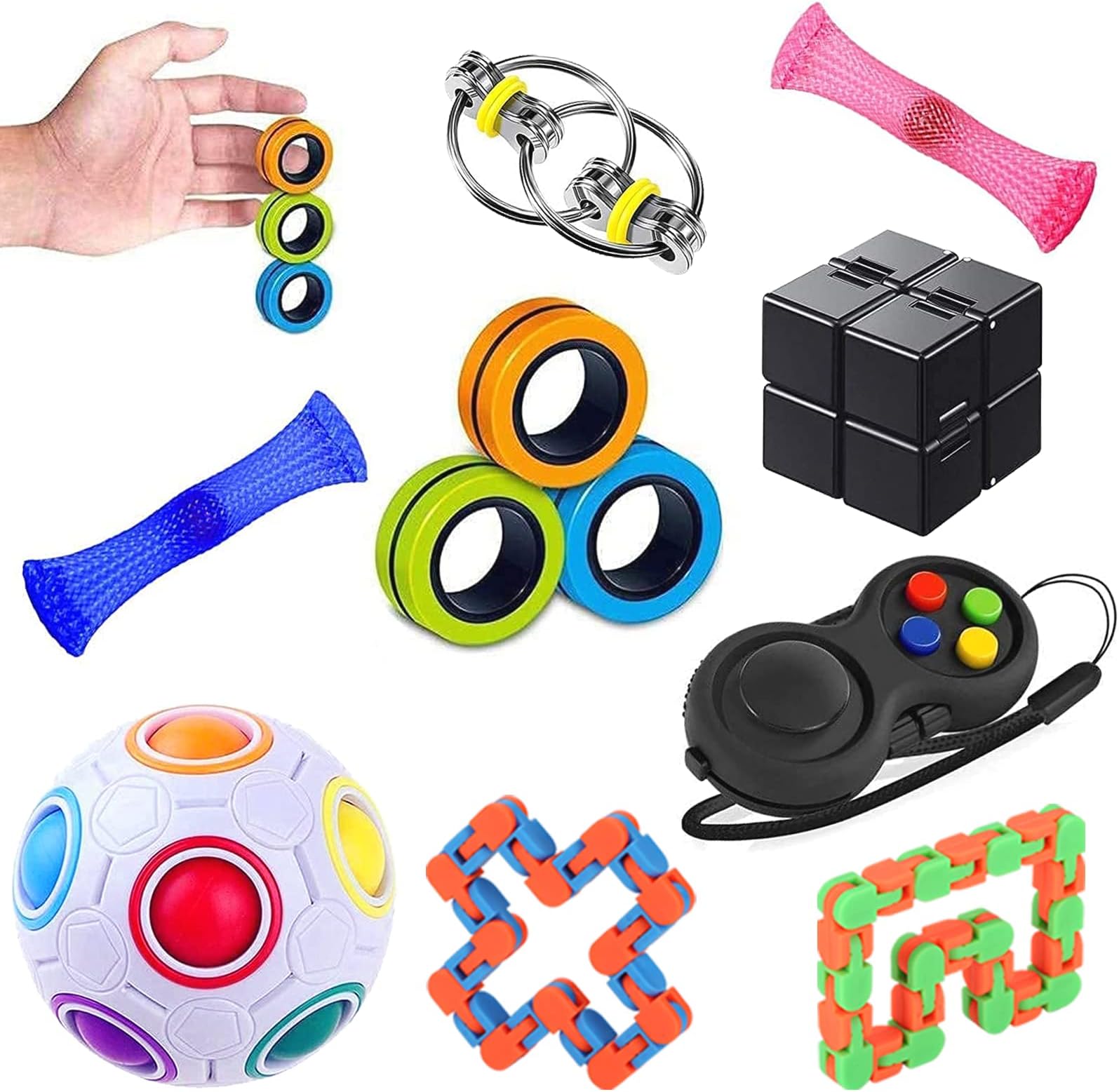 ZCOINS Fidget Toy Pack, Fidget Dice Infinity Speed Cube Spiky Sensory ...