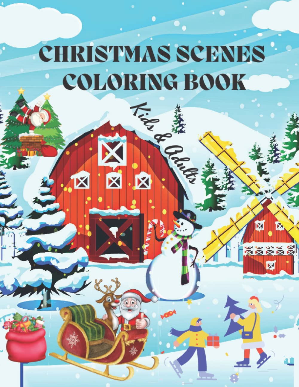 Christmas Scenes Coloring Book: Beautiful and Relaxing Christmas ...