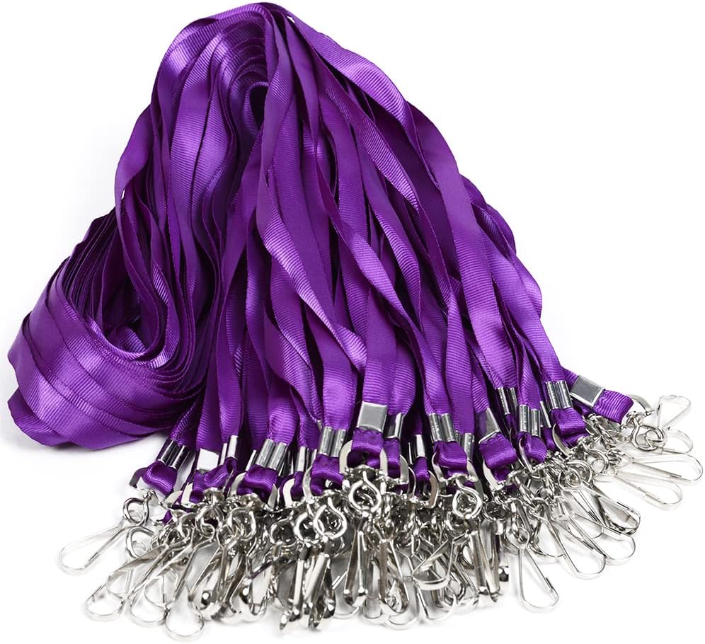 Amazon.com: 50 Pcs Lanyards for Id Badges Purple Lanyard Bulk Nylon ...