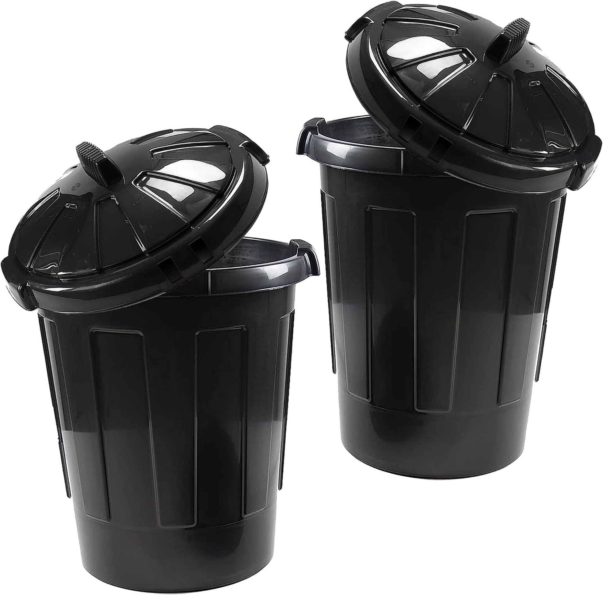 2 x Large 80/85L Litre Black Plastic Bin Ideal for Outdoor / Rubbish ...