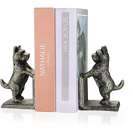 Amazon.com: HomArt Set of 2 Cast Iron Standing Westie Bookends, White ...