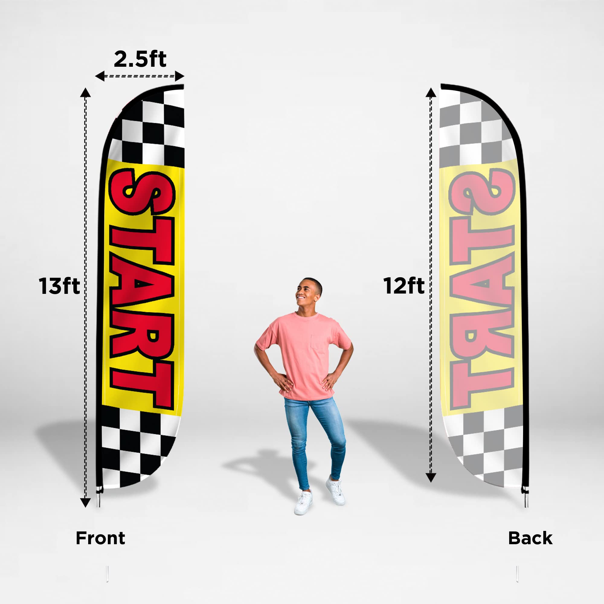 LookOurWay Feather Flag Set, 12 ft Advertising Flag with Fiberglass ...