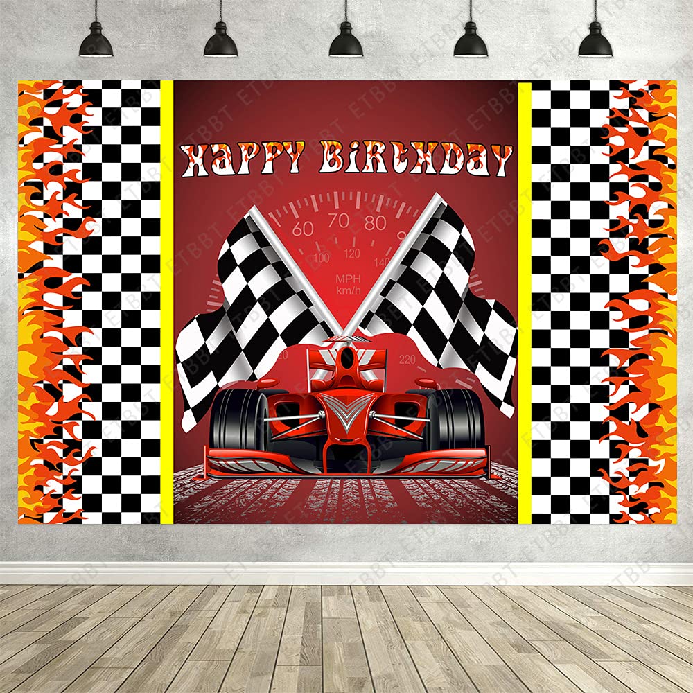 Emdspr 10x7ft Racing Car Themed Birthday Backdrop Champion Flag Black ...