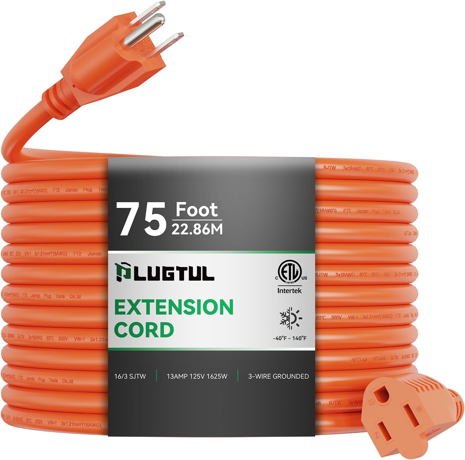 Amazon.com: Outdoor Extension Cord 75 FT Waterproof, 16/3 Gauge Heavy ...