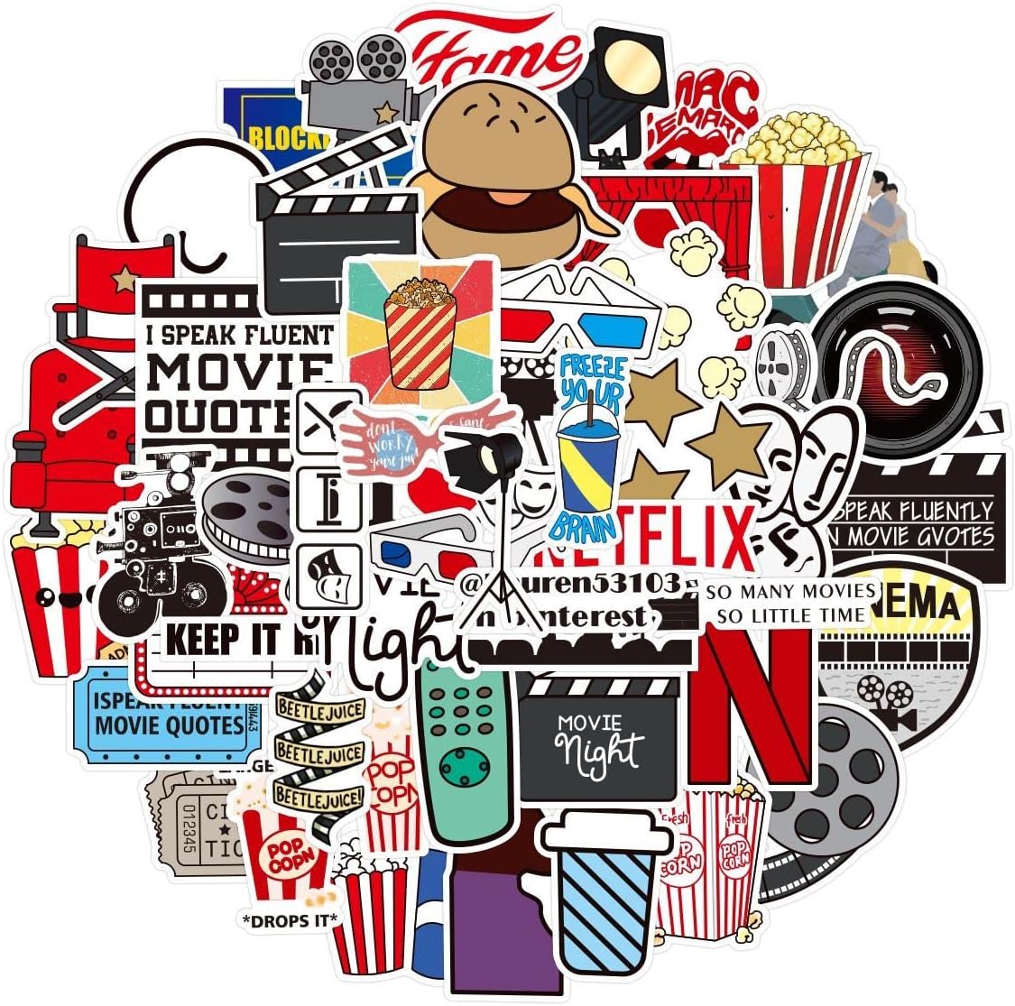 通用 50pcs Cute CartoonMovie Stickers for Kids Lovely Cartoon Movie Vinyl ...