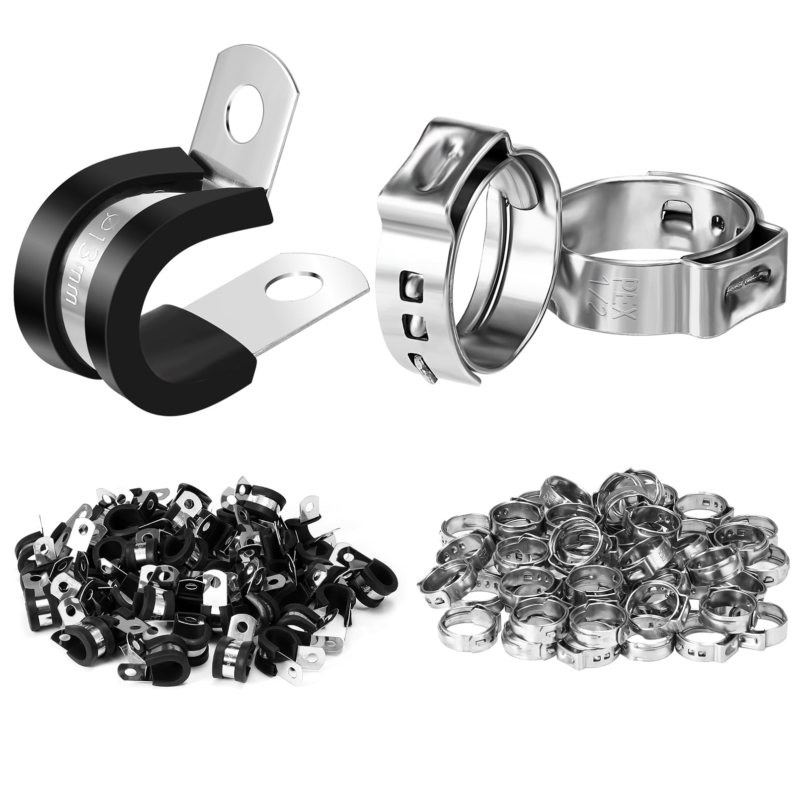 Duraaamo 100 Pcs 1/2 Inch Stainless Steel Cable Clamps and 1/2 Inch PEX ...