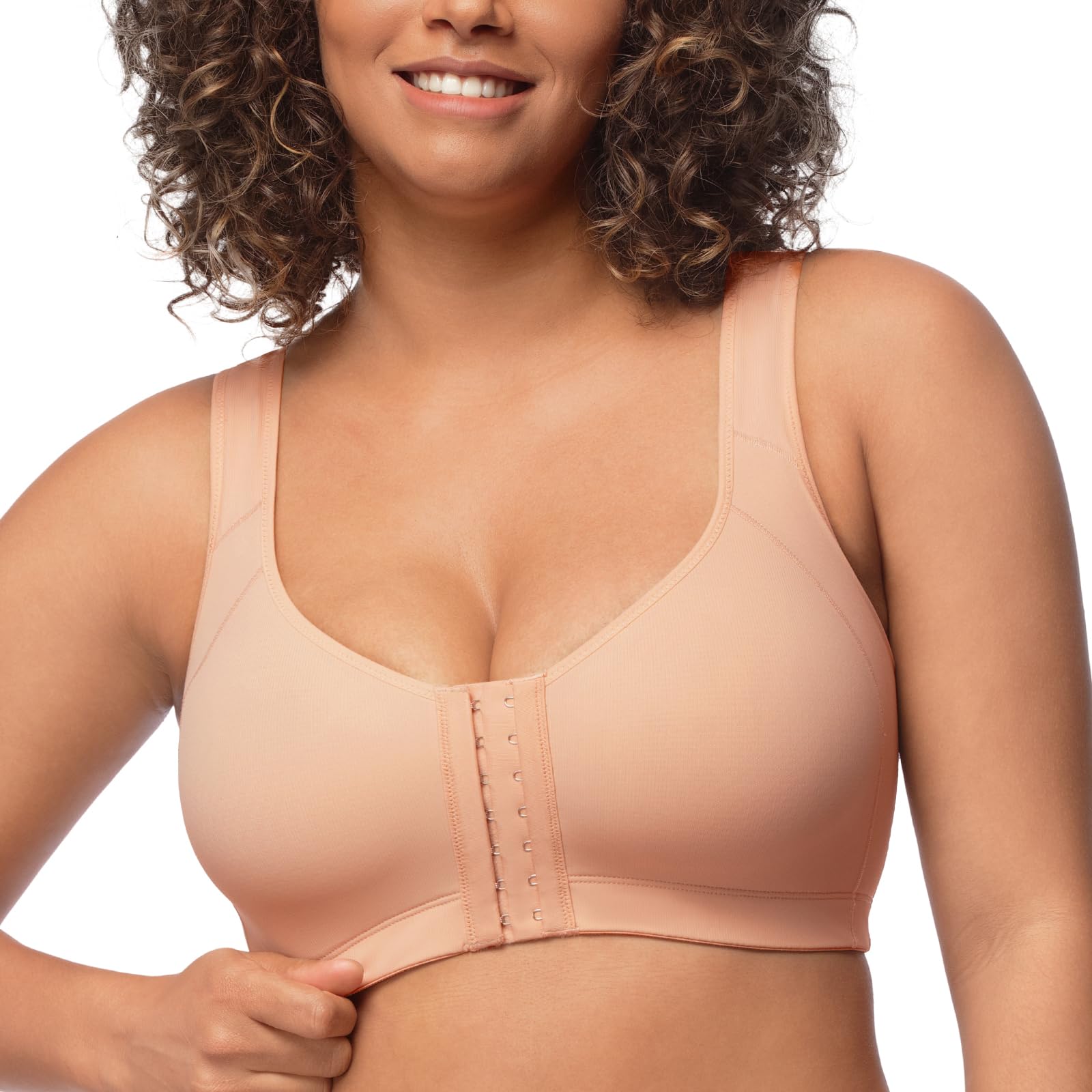 Snapklik.com : Front Closure Posture Bra - Womens Wireless Full Coverage Bra Plus Size Lightly ...