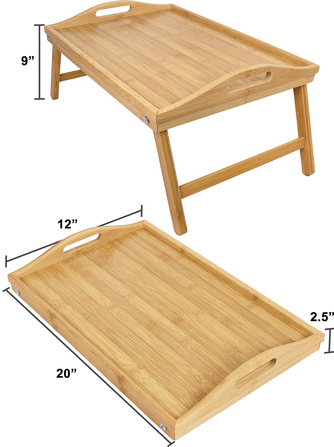 Greenco Bed Tray Table with Foldable Legs, Breakfast Tray with Handles ...