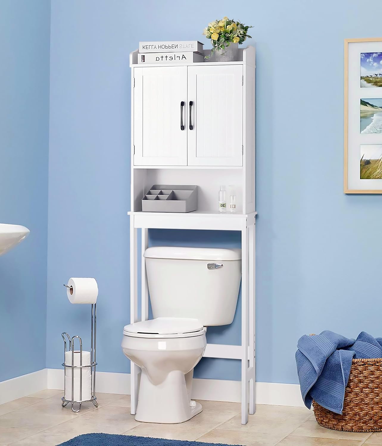Amazon.com: VEIKOU Over The Toilet Storage Cabinet, Bathroom Cabinet ...