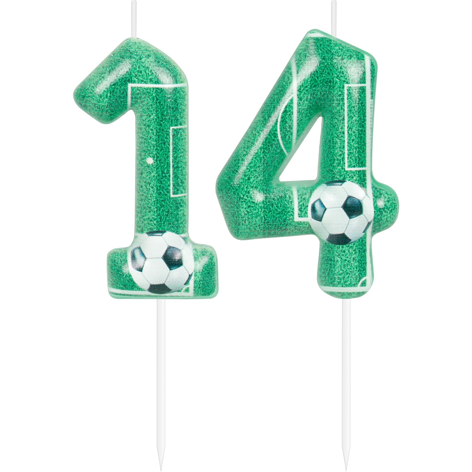 Amazon.com: Green Soccer 14th Birthday Candles Number 14 Candle Cake ...