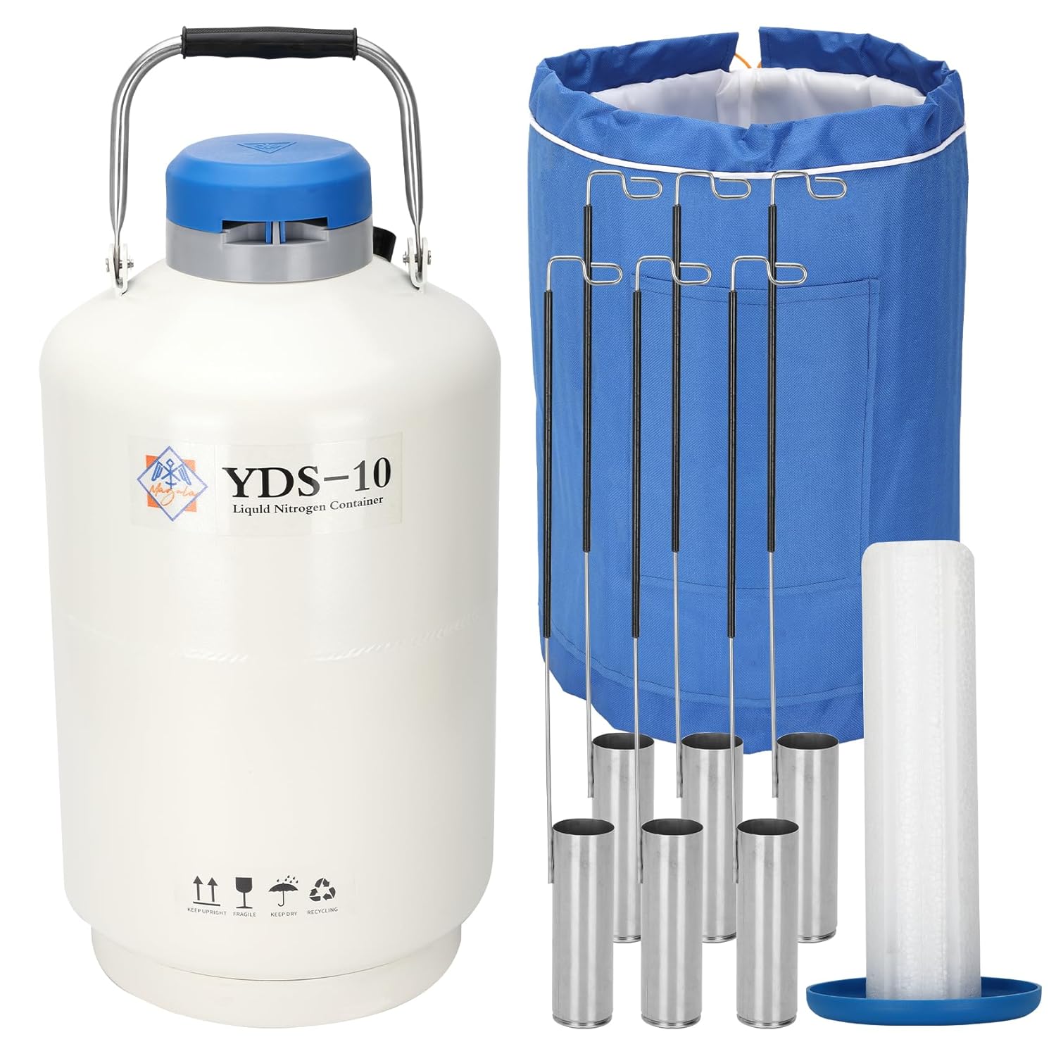 Magula 10l Liquid Nitrogen Container, Ln2 Liquid Nitrogen Dewar,Aluminum Alloy Liquid Nitrogen ...