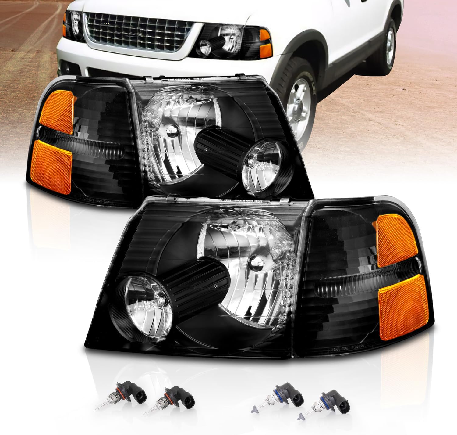 Amazon.com: AmeriLite Chrome Headlights W/Corner For Ford Excursion ...
