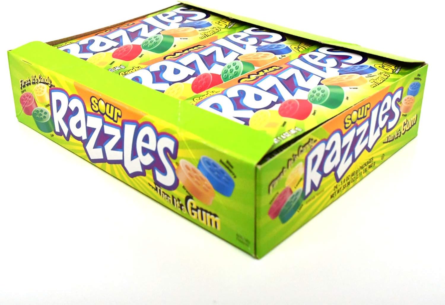 Amazon.com : Original Razzles Candy/Gum, Box of 24 1.4-Ounce Bags ...
