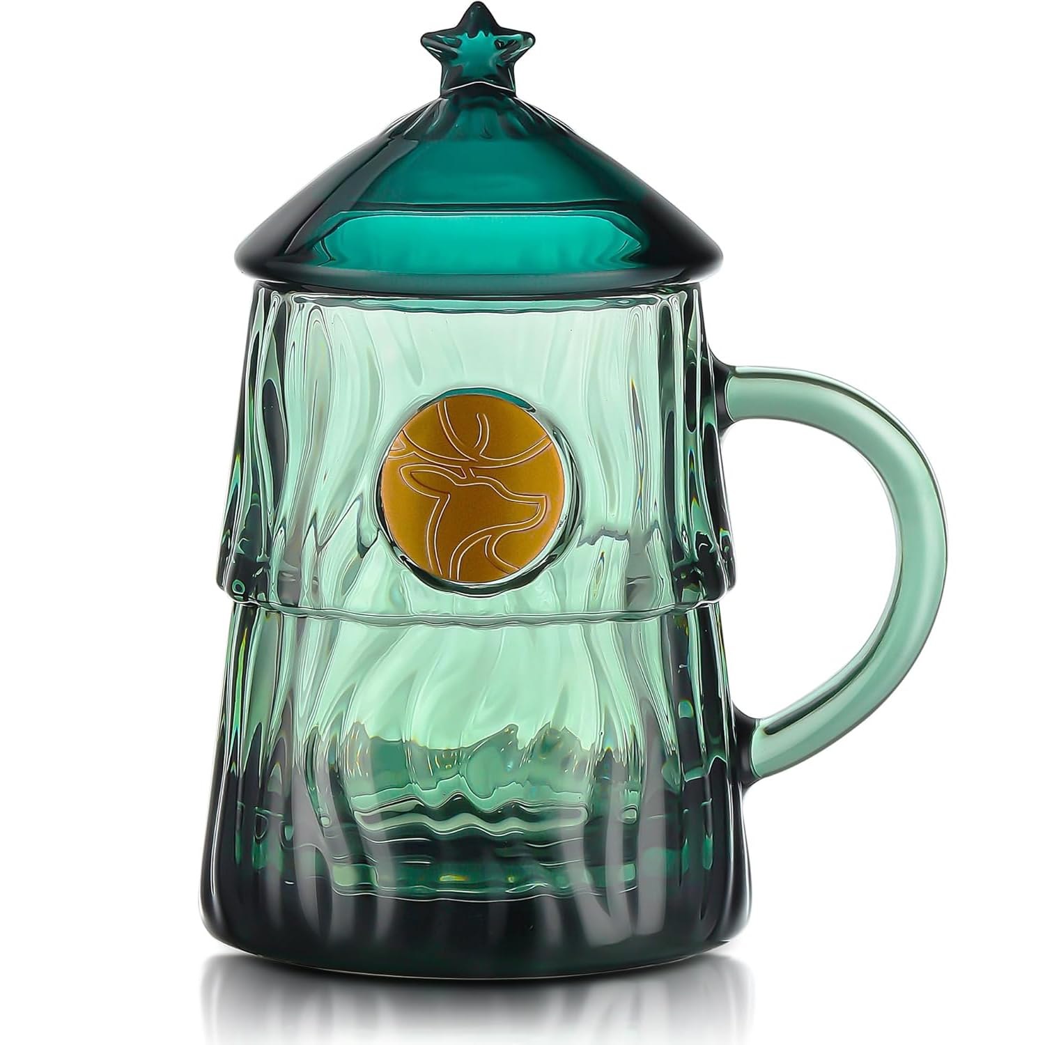 Amazon.com | Joeyan Christmas Tree Green Glass Coffee Mugs with Handle ...