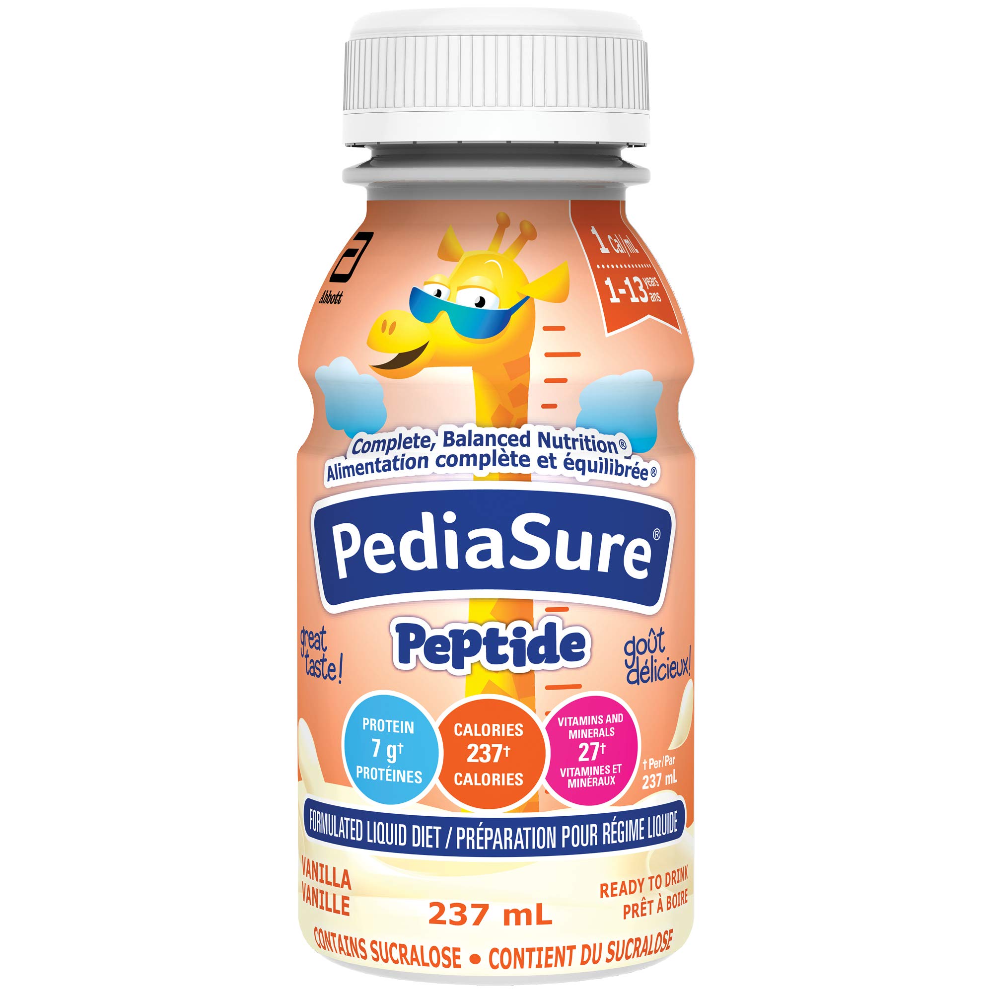 PediaSure Peptide 1 Cal, Formulated Liquid Diet, Vanilla, 24 count ...