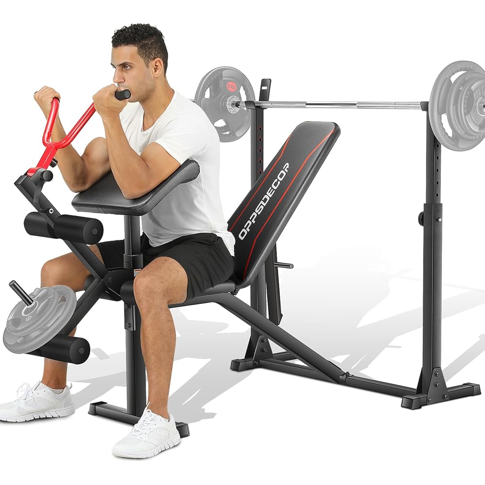 $42/mo - Finance OPPSDECOR 900LBS Weight Bench Set with Squat Rack ...