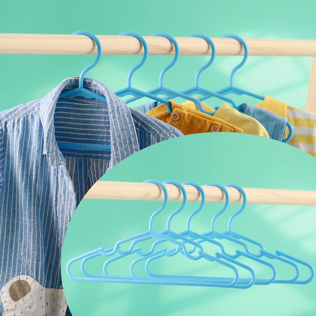 Paquete de 60 perchas para bebé, perchas de plástico azul para niños ...