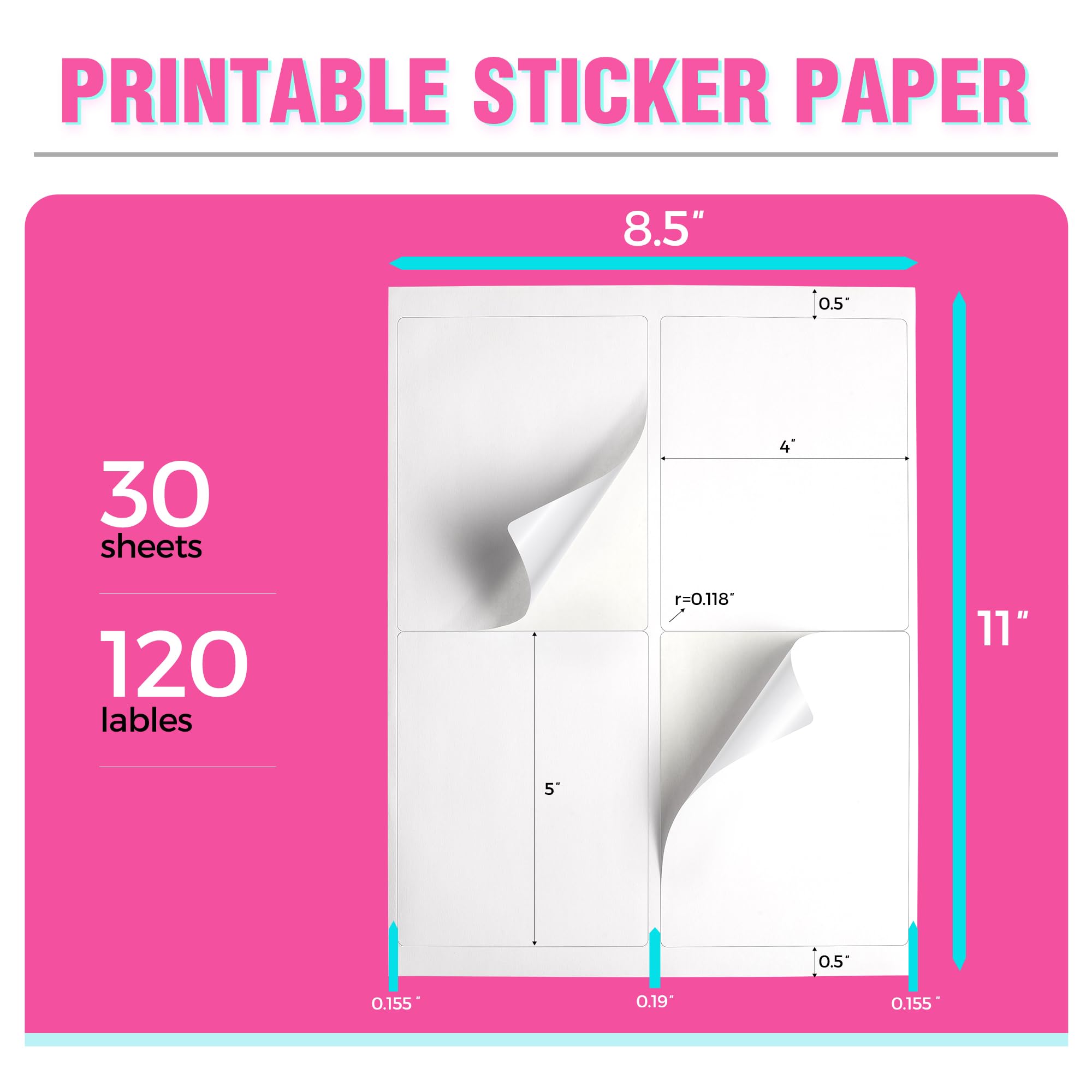 Snapklik.com : 120 Label Stickers For Printer 4" X 5" Mailing Labels ...
