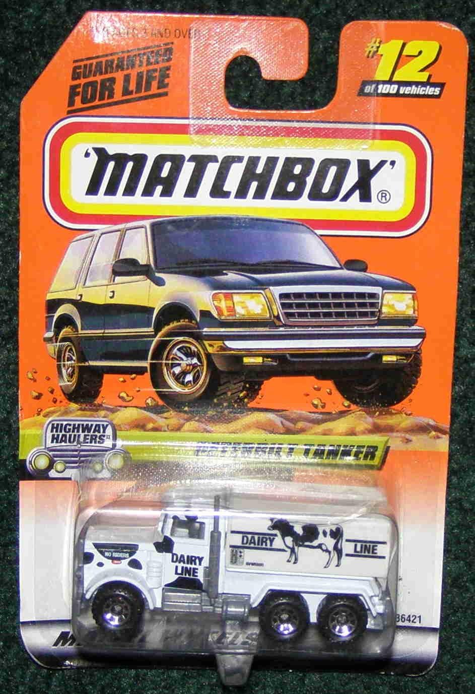 MATCHBOX 1999 #12 HIGHWAY HAULER SERIES WHITE W/ BLACK SPORTS DAIRY ...
