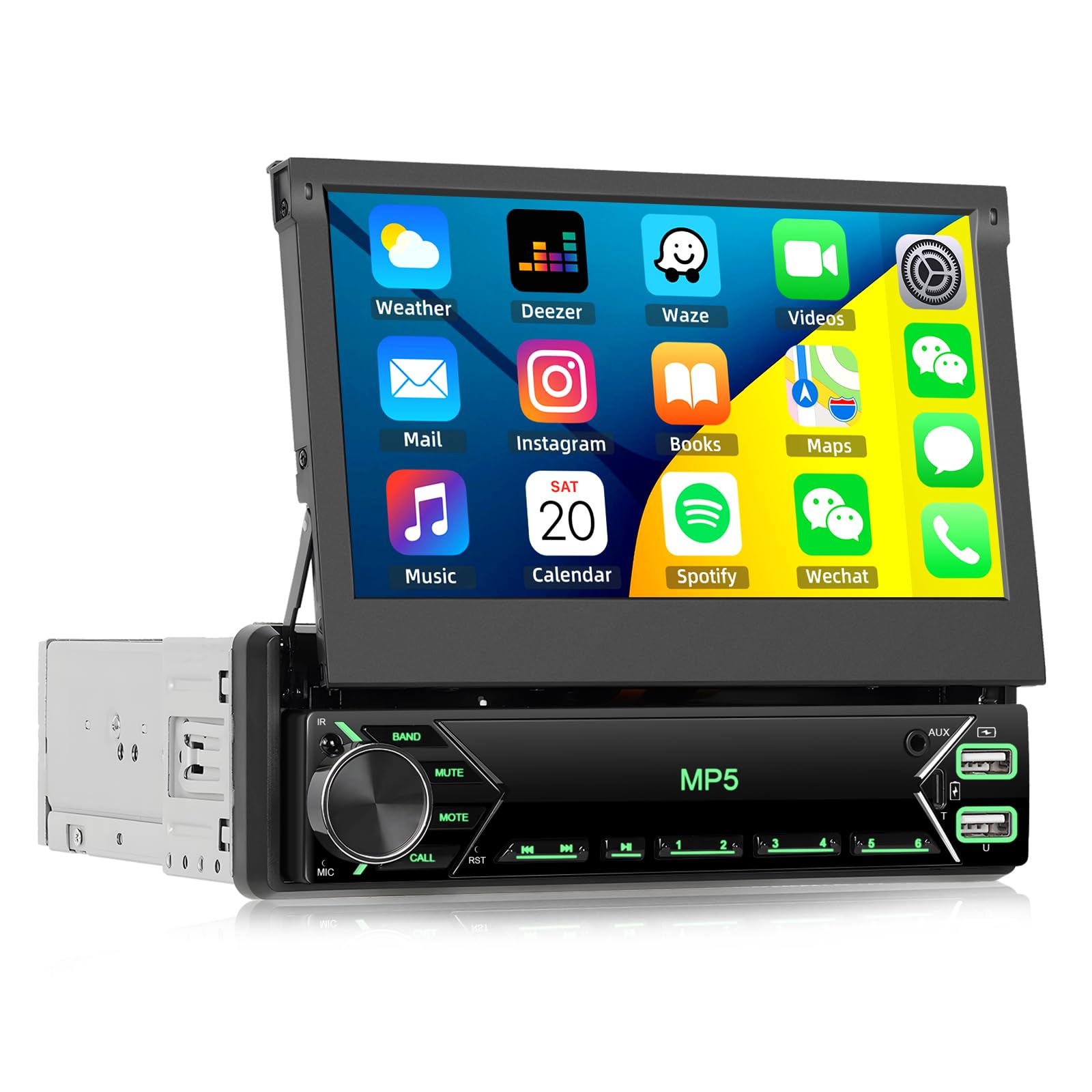 SIXWIN Autoradio 1 Din con Schermo Manuale, 7" Stereo Auto Bluetooth ...