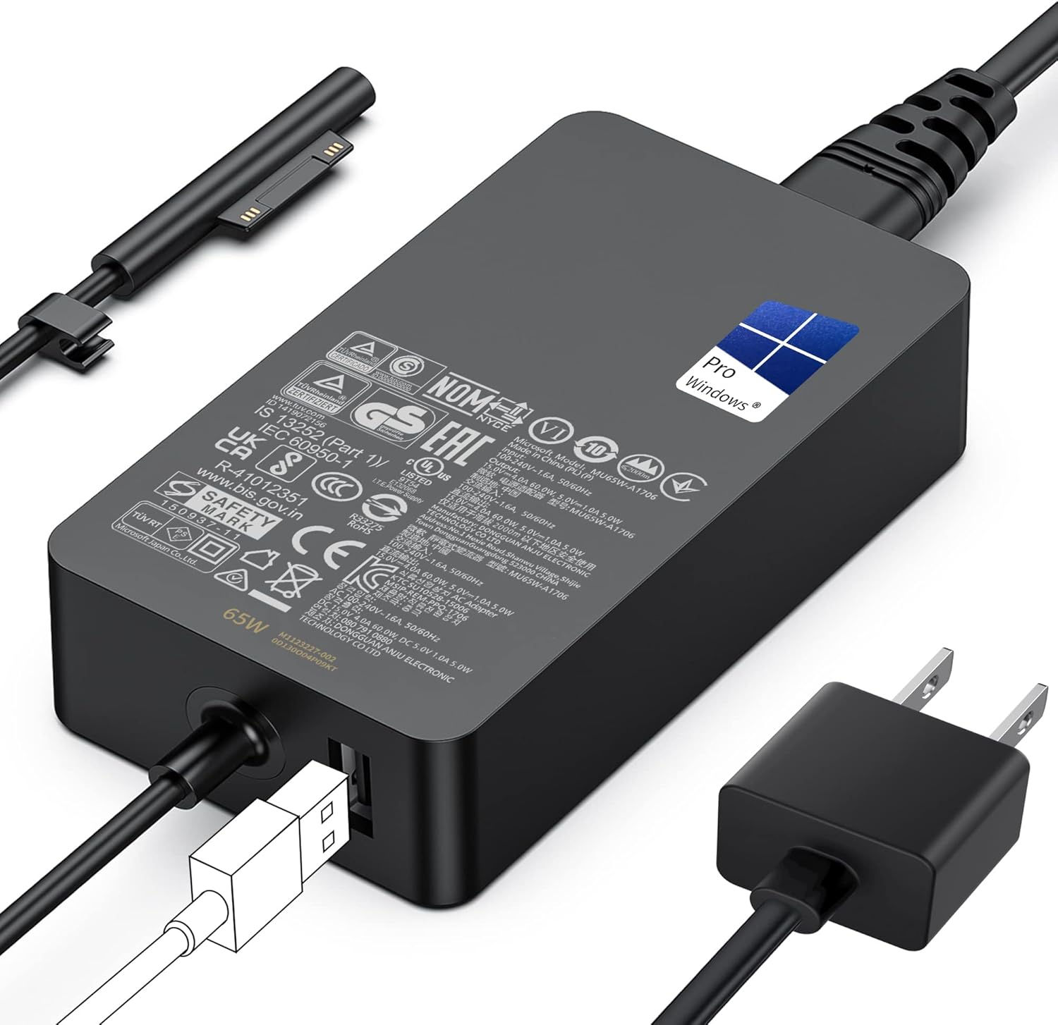 Surface Pro Charger,65W Microsoft Surface Charger for Surface Pro 3/4/5 ...