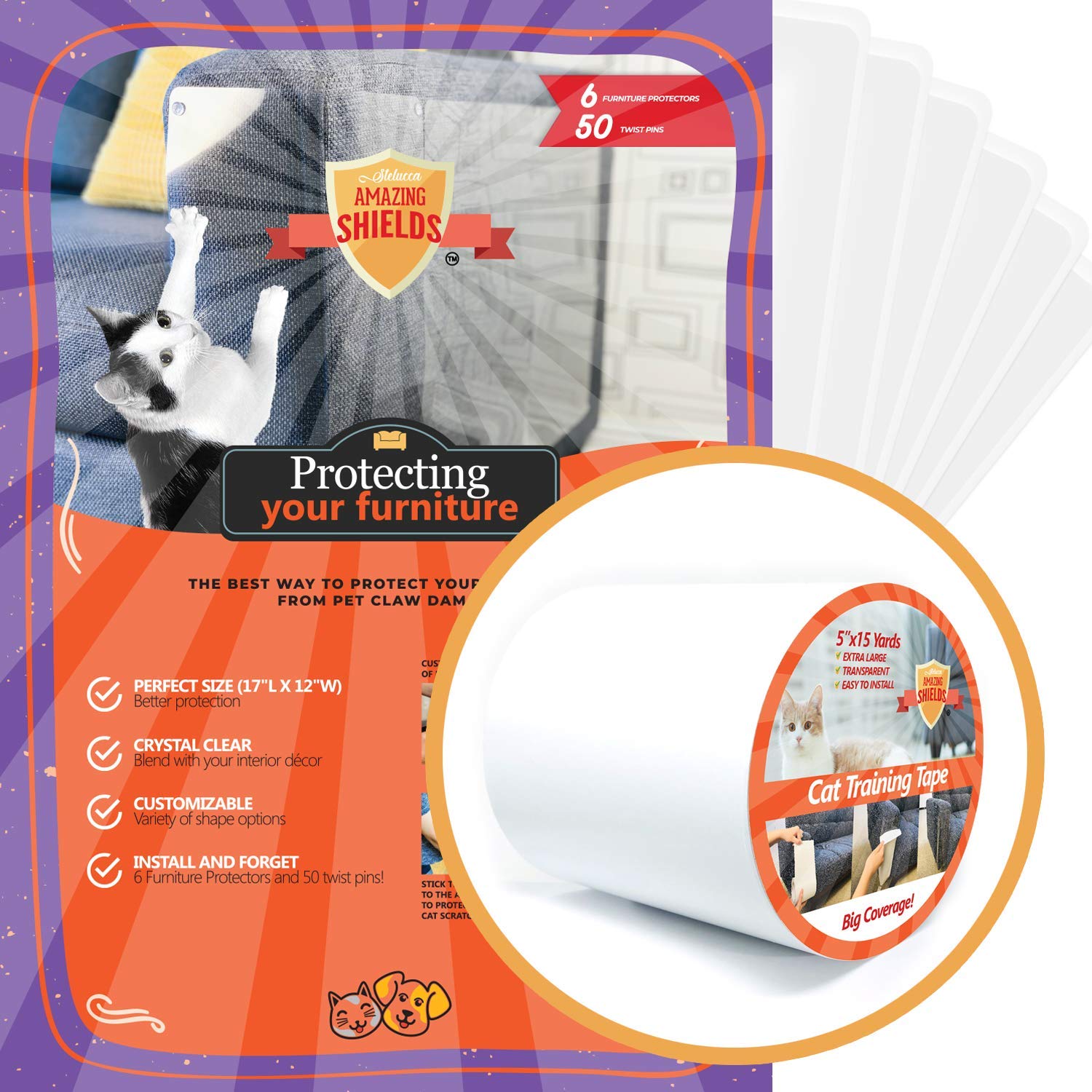 Stelucca Amazing Shields Furniture Protectors from Cats - Cat Repellent ...