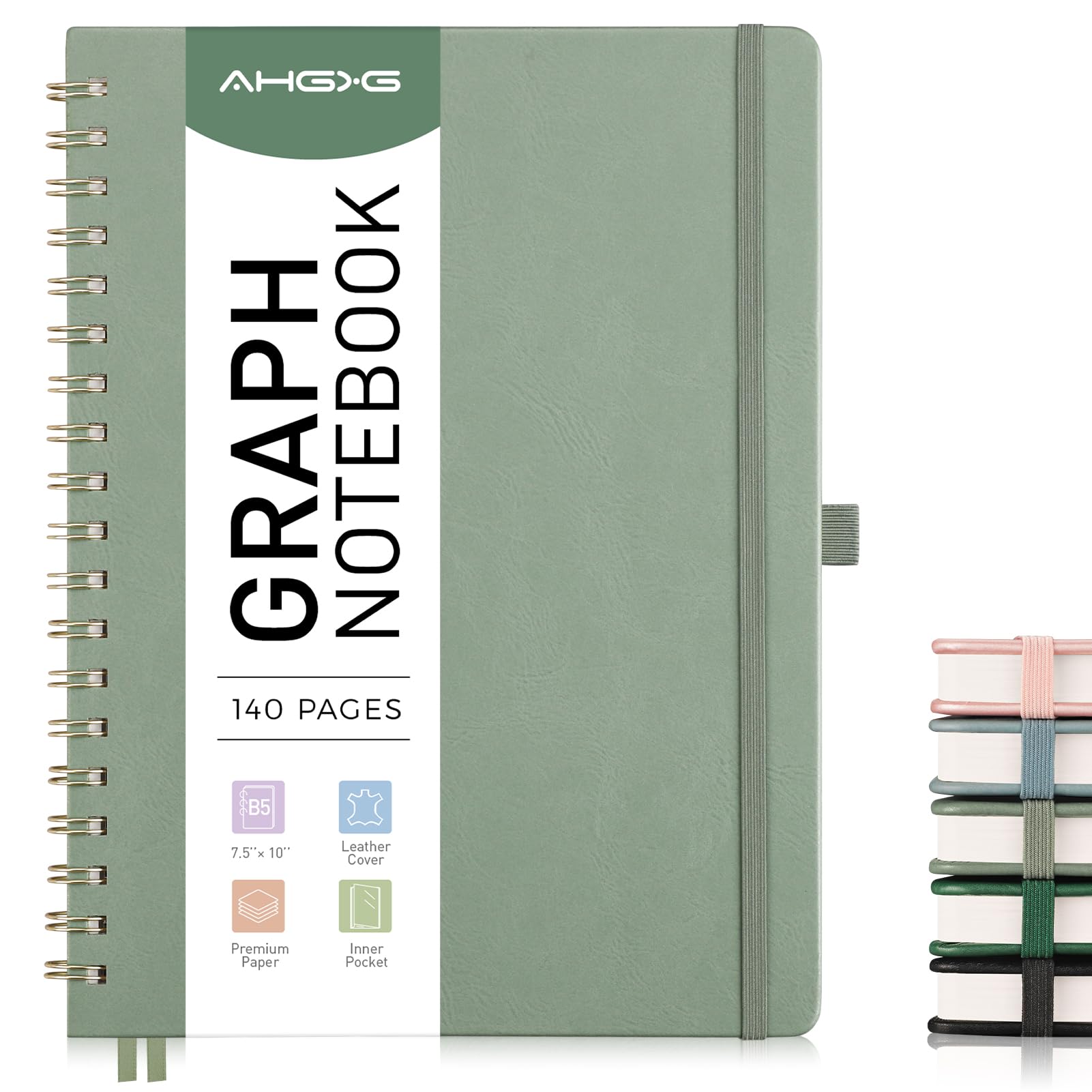 Amazon.com : AHGXG Graph Paper Notebook - Spiral Notebook Hardcover ...