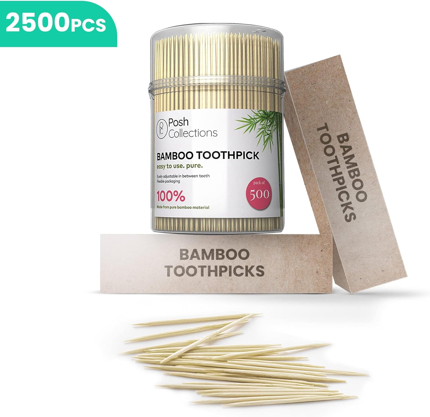 Amazon.com: Posh Collection Bamboo Toothpicks Double Sided Toothpicks ...