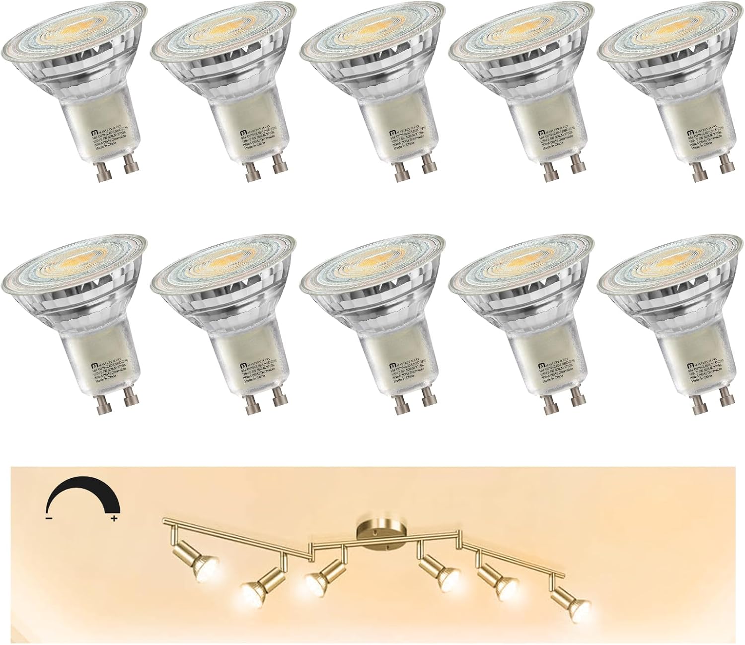 MASTERY MART GU10 LED Bulb, 2700K Soft White, Dimmable Track Light ...