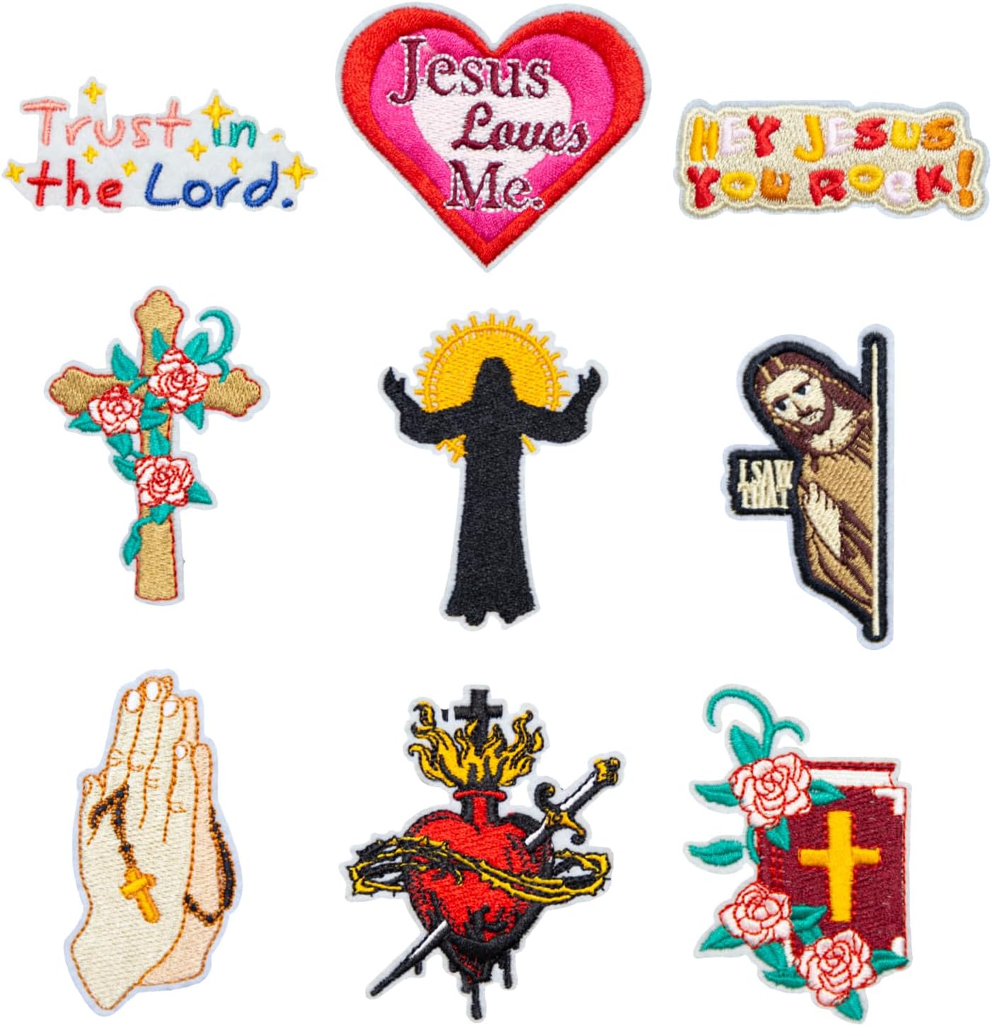 Amazon.com: HEYTRCO 9PCS Jesus Meme Iron on Patches, Praying Jesus ...