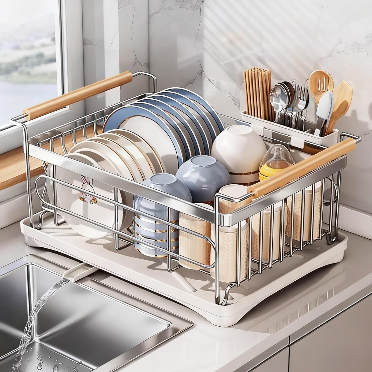 Amazon.com - Stainless Steel Dish Drying Rack, Extra Large Capacity ...