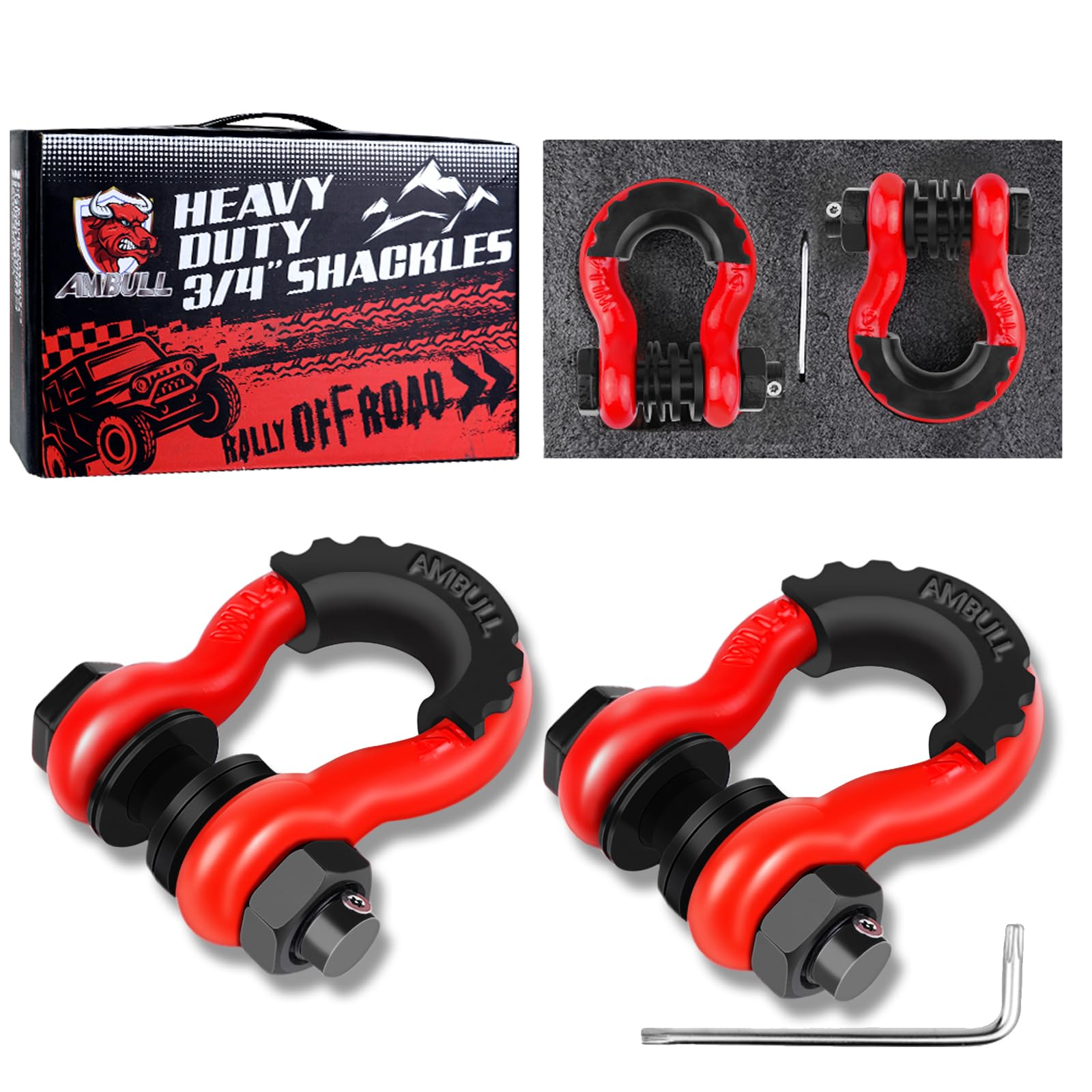 Shackles 3/4" D Ring Shackle (2 Pack) 45,000lb Break Strength with 7/8 ...