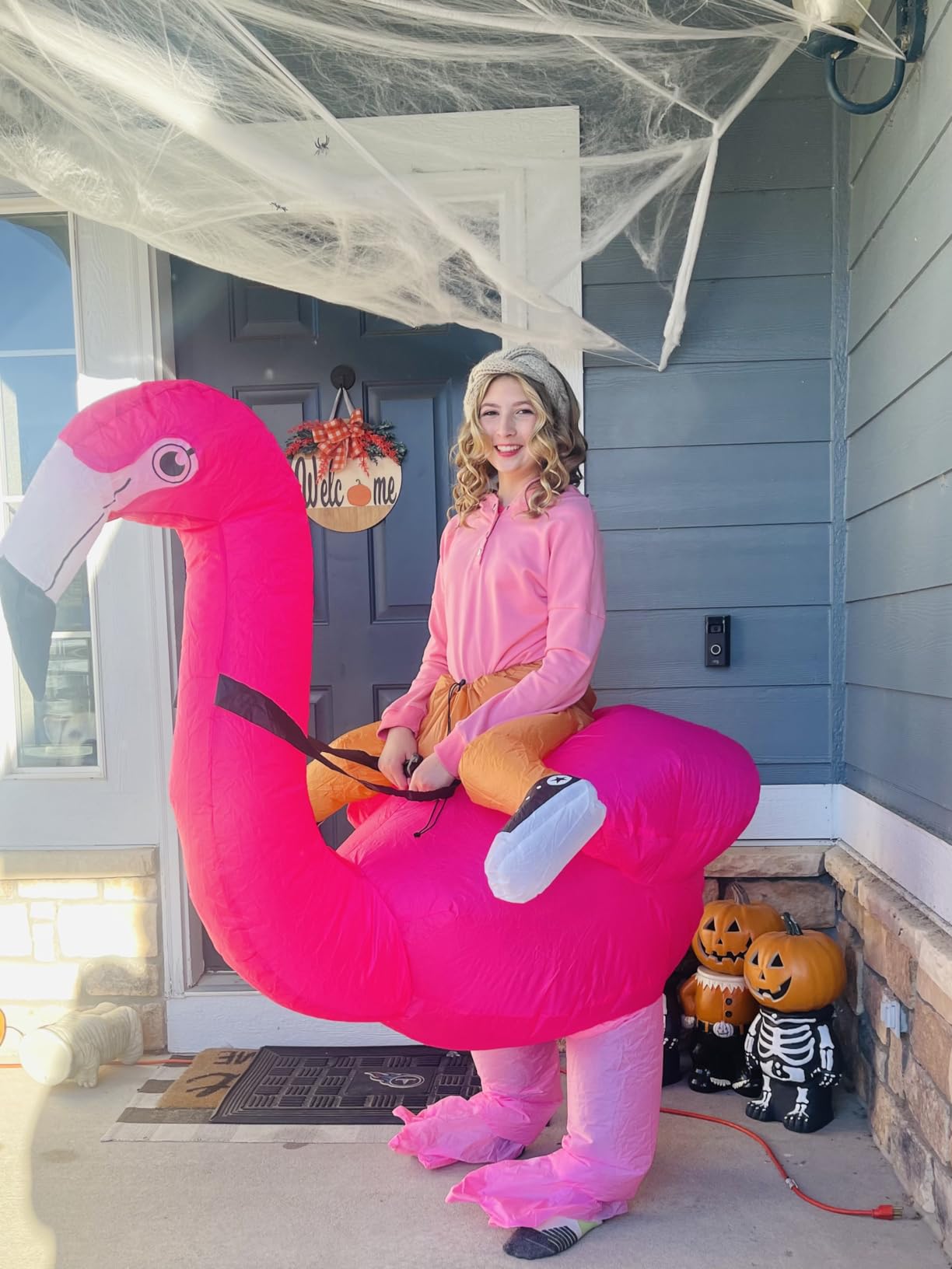 Amazon.com: RHYTHMARTS Inflatable Costume Flamingo Costume Adult Ride ...