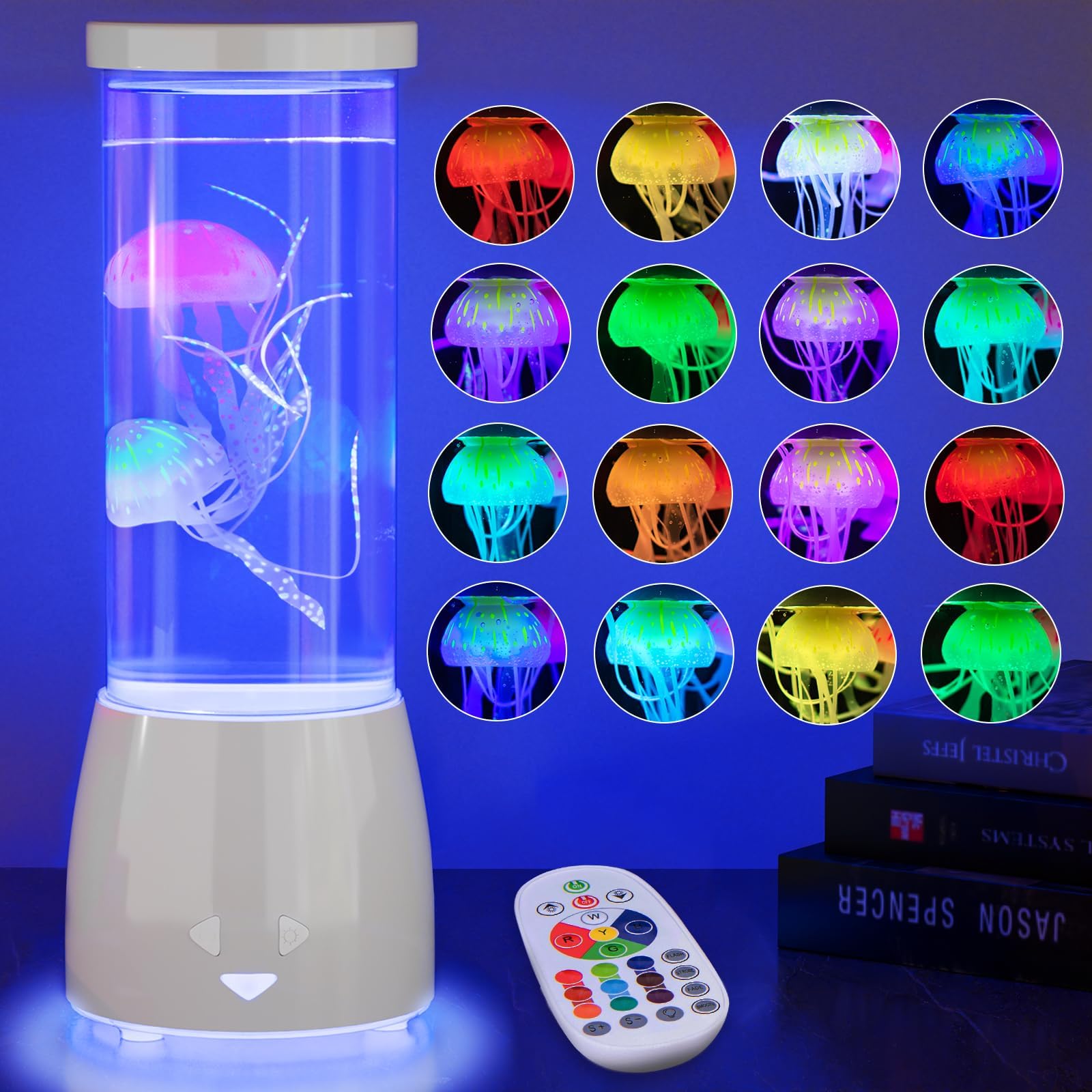 ROSHWEY Jellyfish Lamp, Jelly Fish Night Light 16 Colors with 2 ...