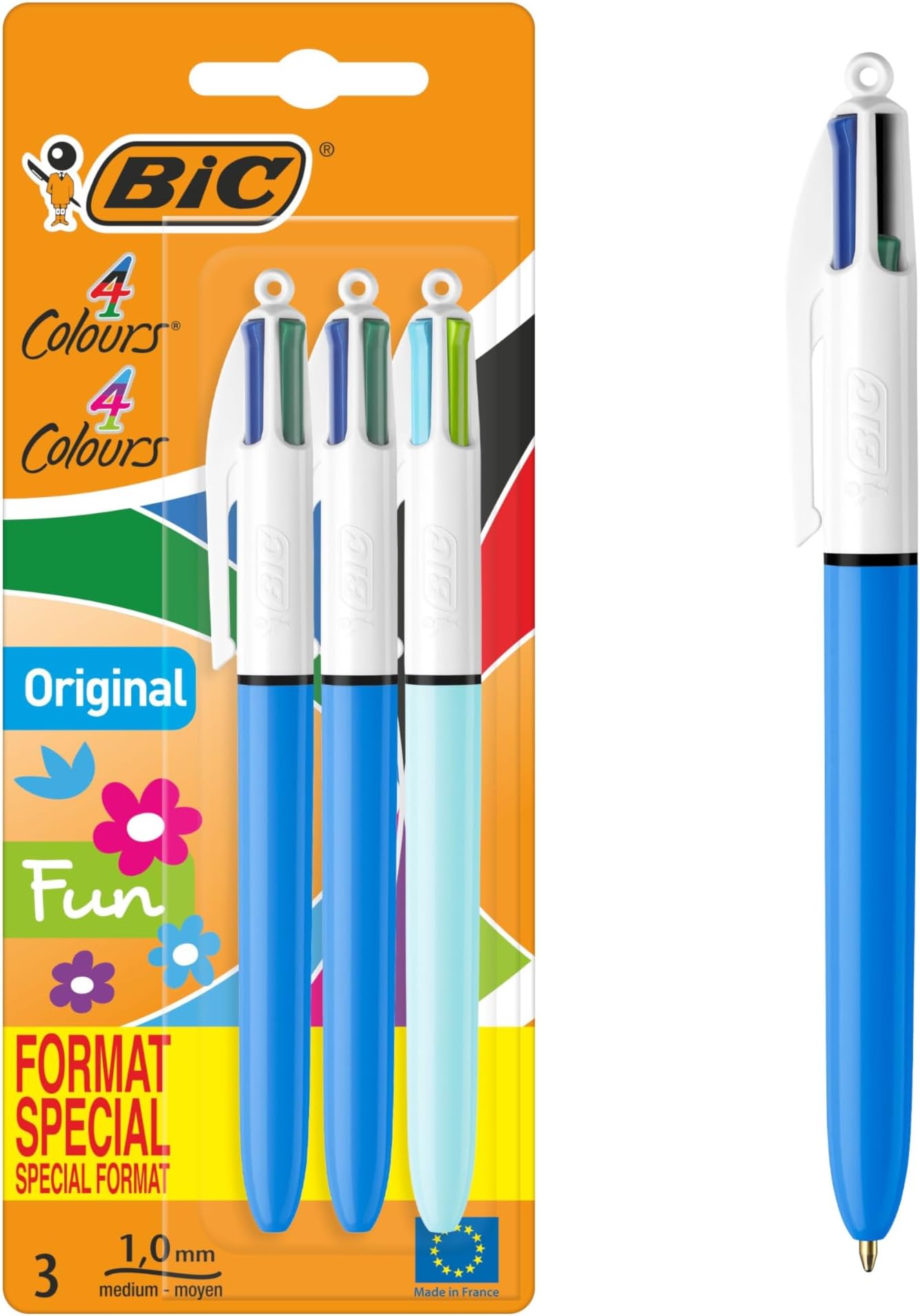 BIC 4Colori Fun, Penne a Sfera Multicolore a Scatto, Inchiostri ...