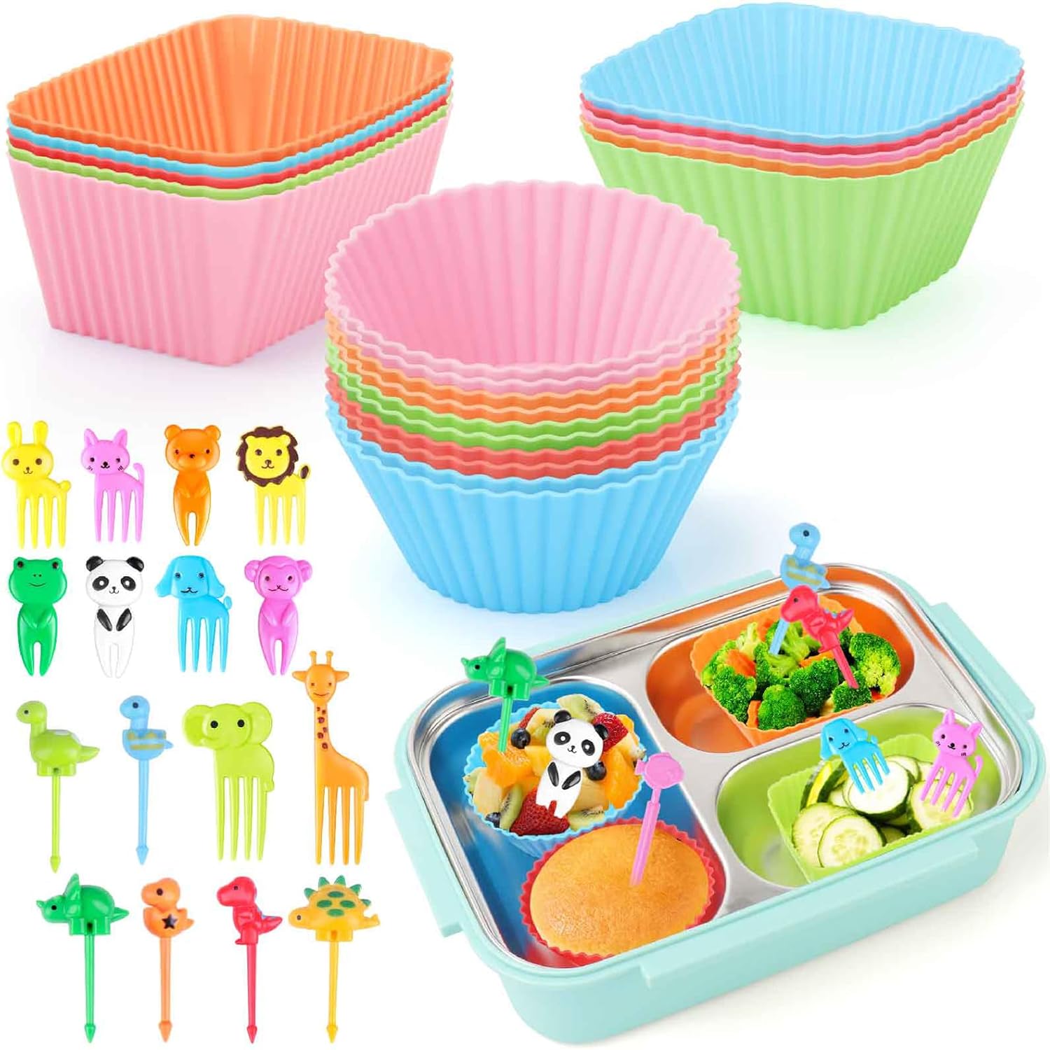 Amazon.com: 80PCS Silicone Lunch Box Dividers Kit, Reusable Silicone ...