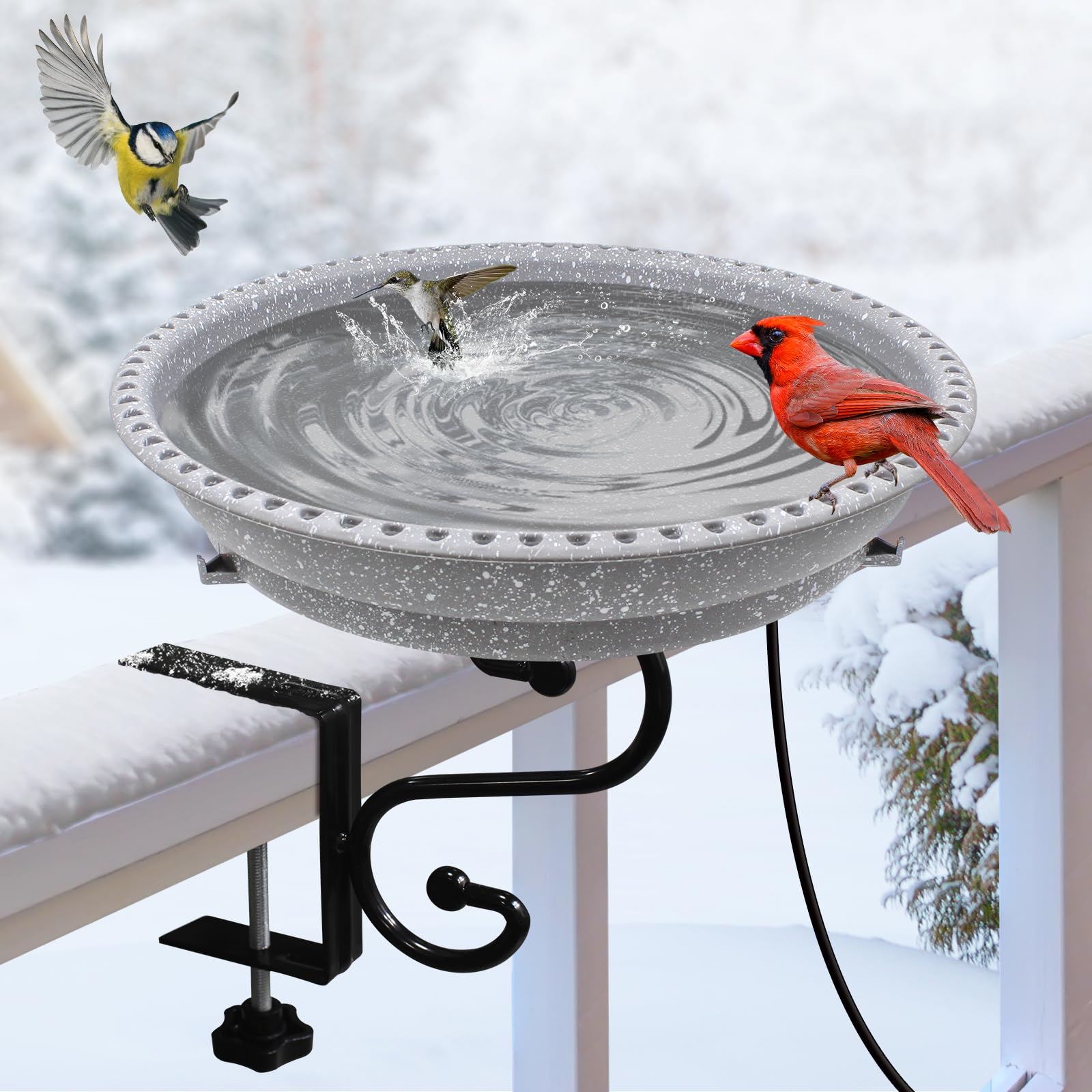 Amazon.com : Hpycohome Heated Bird Bath, 75W Thermostatically ...
