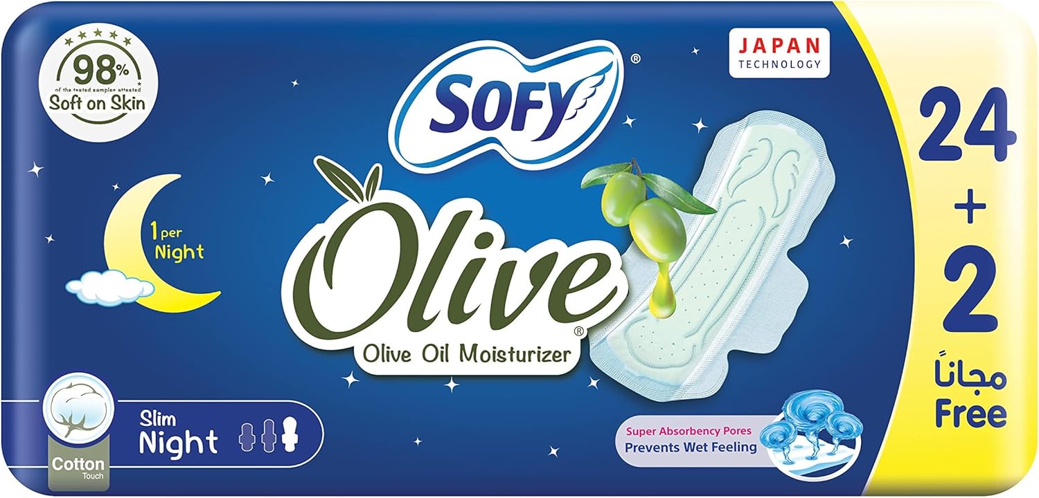 SOFY Olive Night Comfort, 32 cm, Sanitary Pads With Wings, 26 Pads ...