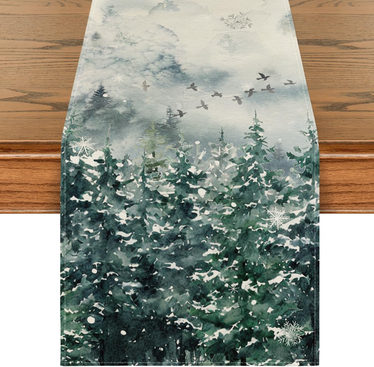 Amazon.com: Artoid Mode Green Tree Snow Christmas Table Runner ...