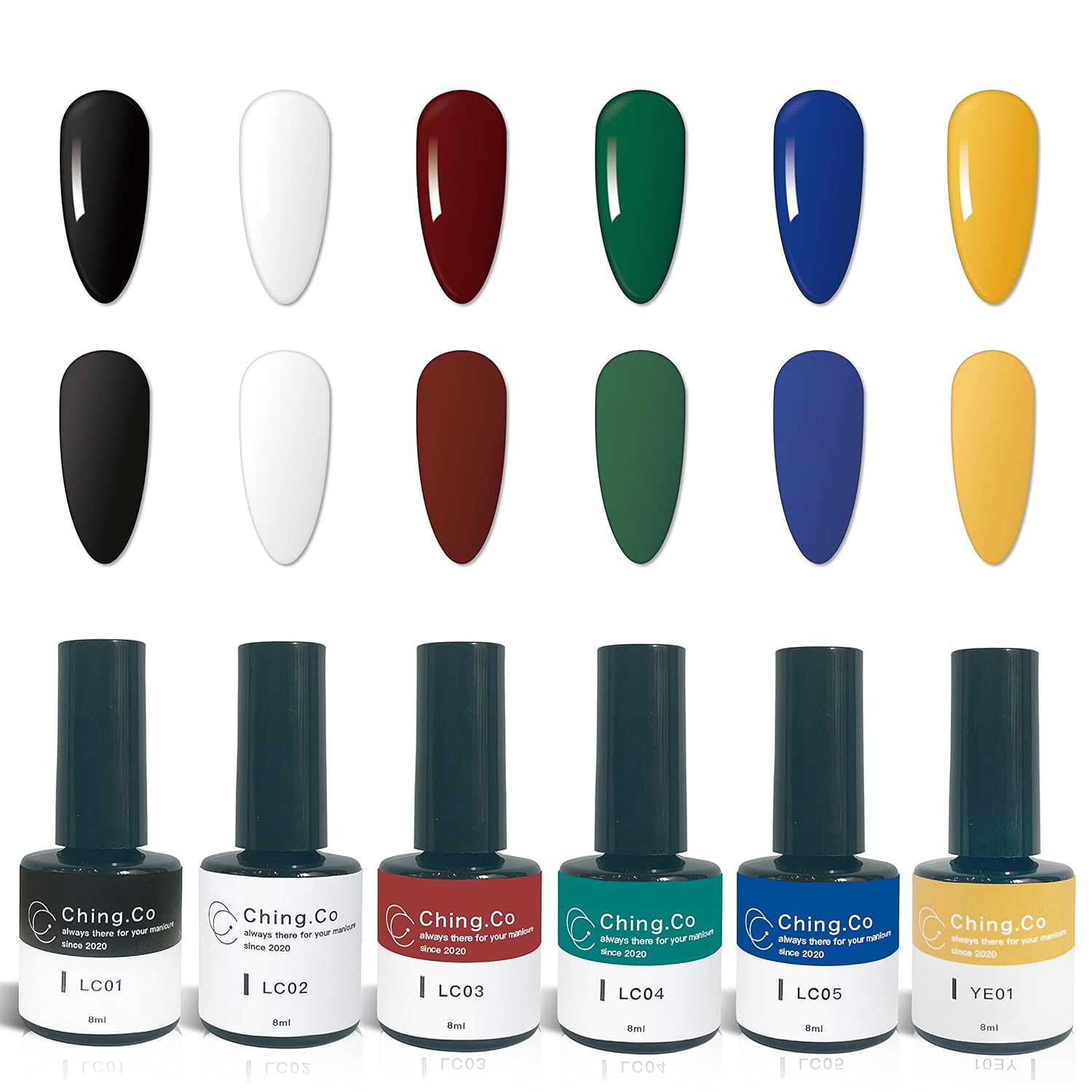 Amazon.com : Ching Co Gel Nail Polish- 6Colors 8ml, Yellow,Nail base ...