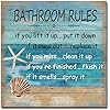 Amazon.com: Seashells Bathroom Rules Wall Sign for Bathroom Decor ...
