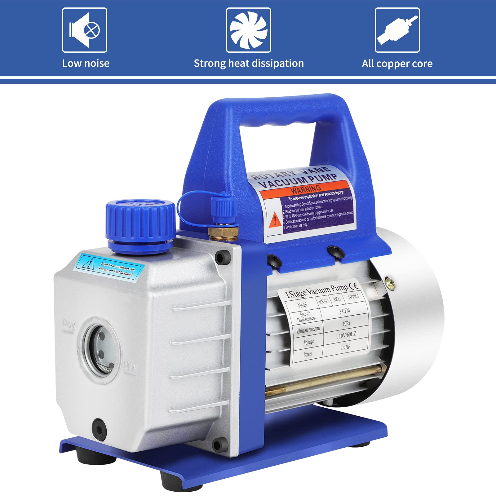 Snapklik.com : 3CFM 1/4HP Vacuum Pump For R134a Air Refrigerant ...